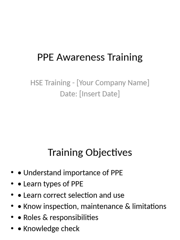 PPE Awareness Training Overview | PDF | Personal Protective Equipment ...
