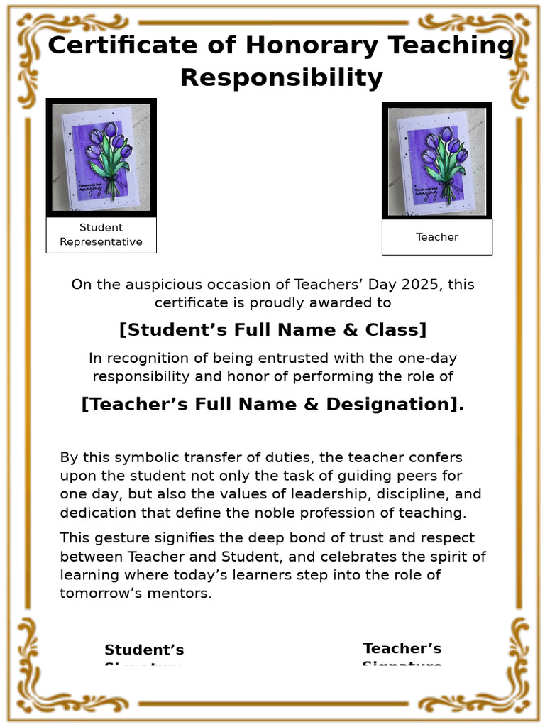 Honorary Teaching Certificate 2025 | PDF