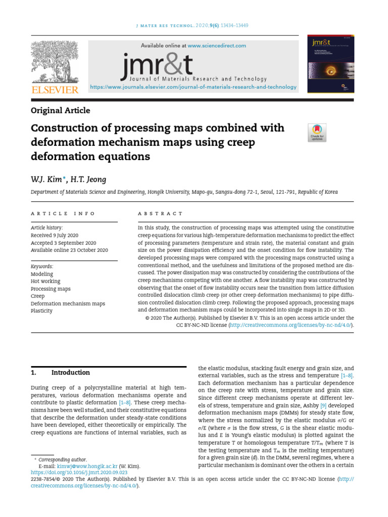 Construction of Processing Maps Combined With Deformation Mechanism ...
