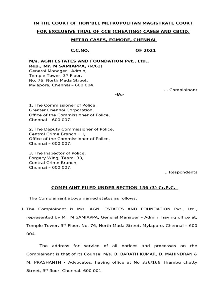 AGNI Complaint LOHIT New | PDF | Fraud | Crimes