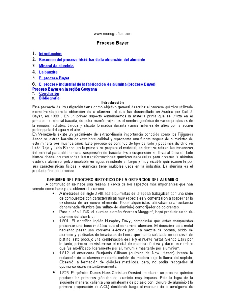 Proceso Bayer | PDF | Óxido de aluminio | Aluminio