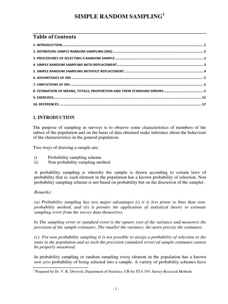 5 Simple Random Sampling | PDF | Standard Error | Sampling (Statistics)