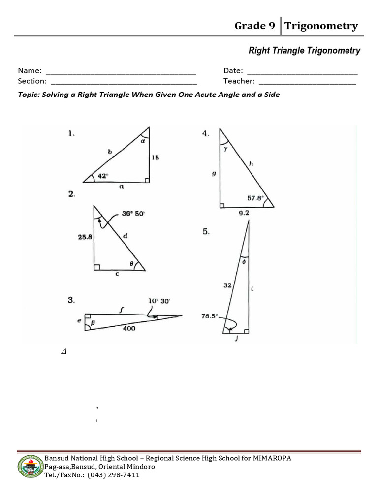 3.2. Right Triangle Trigonometry | PDF