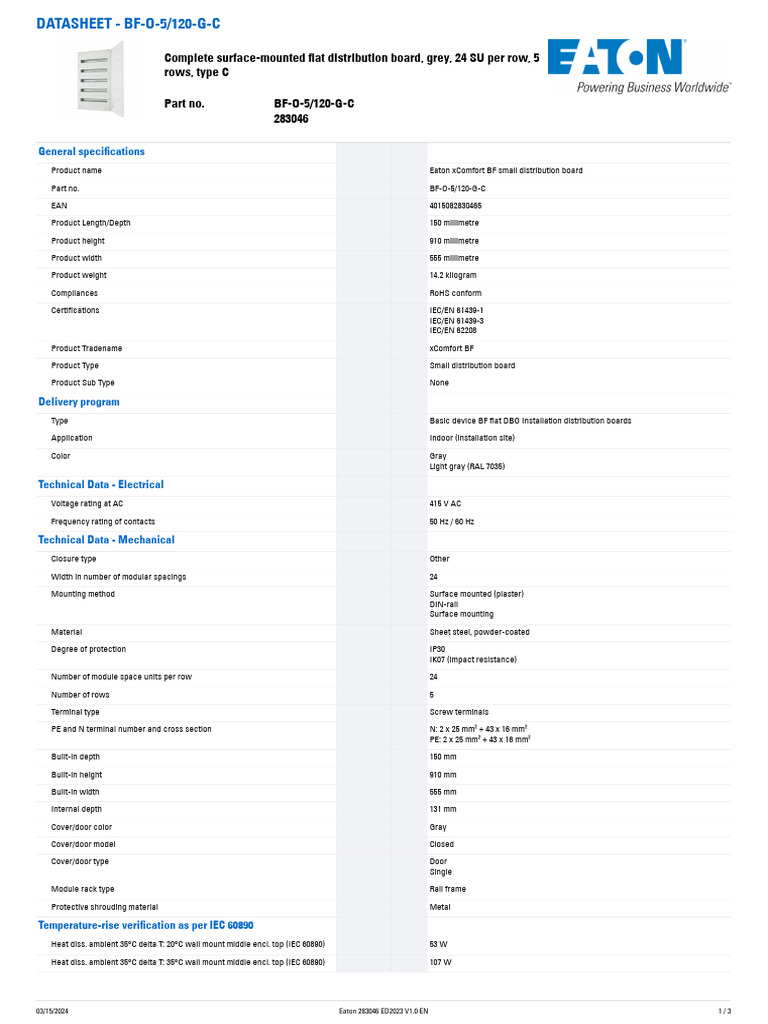 eaton-283046-bf-o-5-120-g-c7342 | PDF | Alternating Current | Electricity