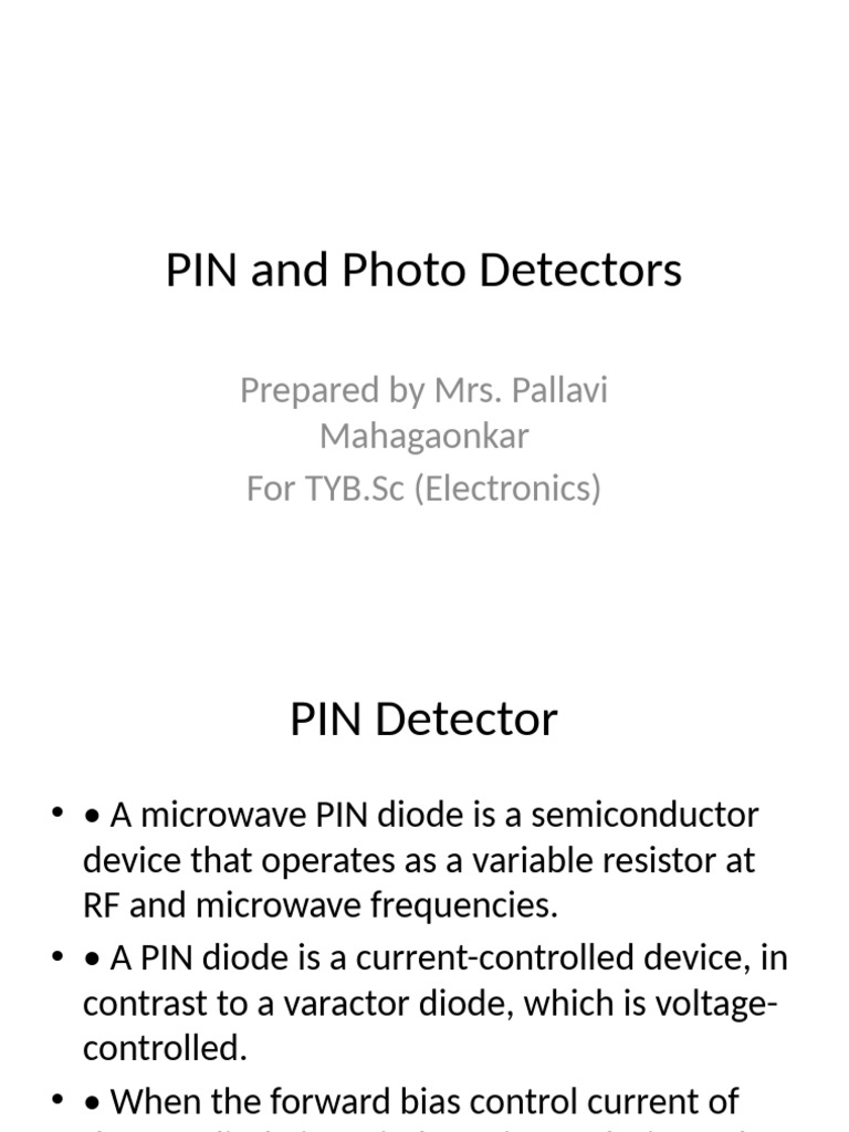 PIN and Photo Detectors Presentation | PDF