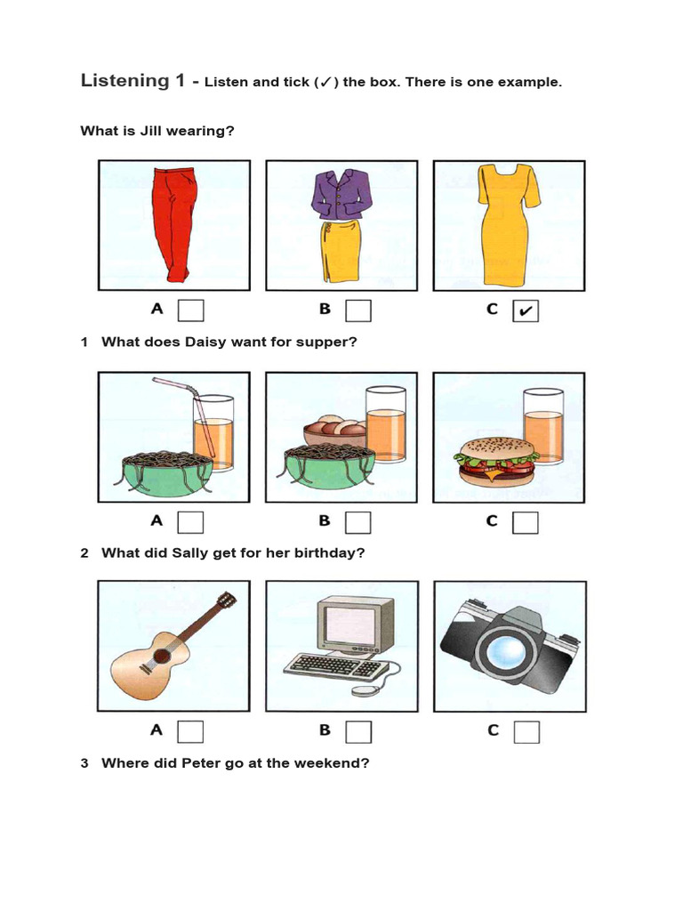 Listening Practice 1 - Flyers - 7th and 8th | PDF