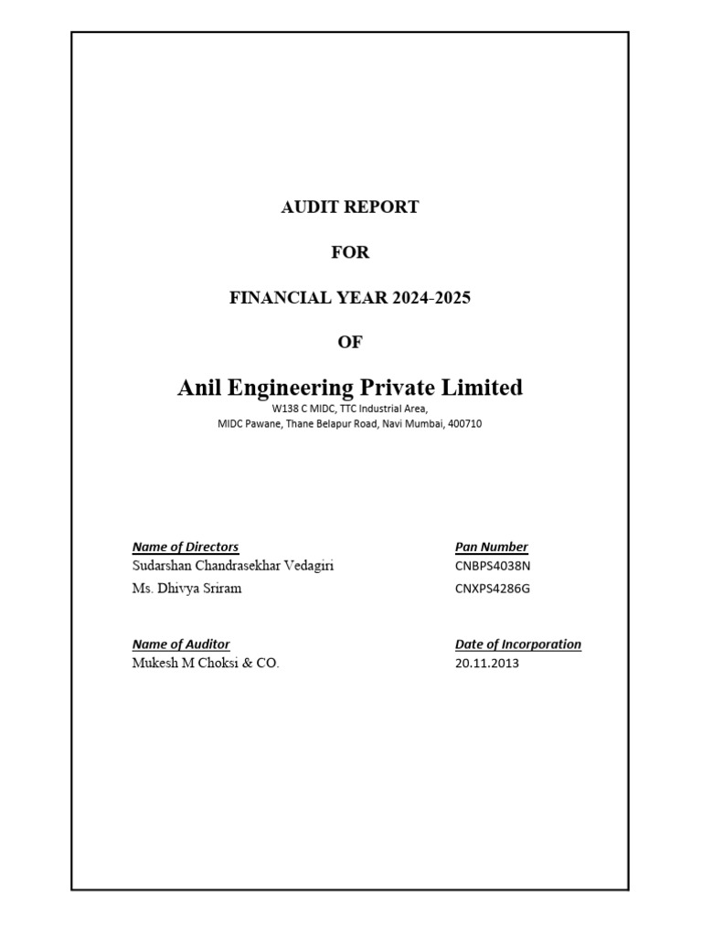 AEPL Audit Report AY 25-26 | PDF | Depreciation | Expense