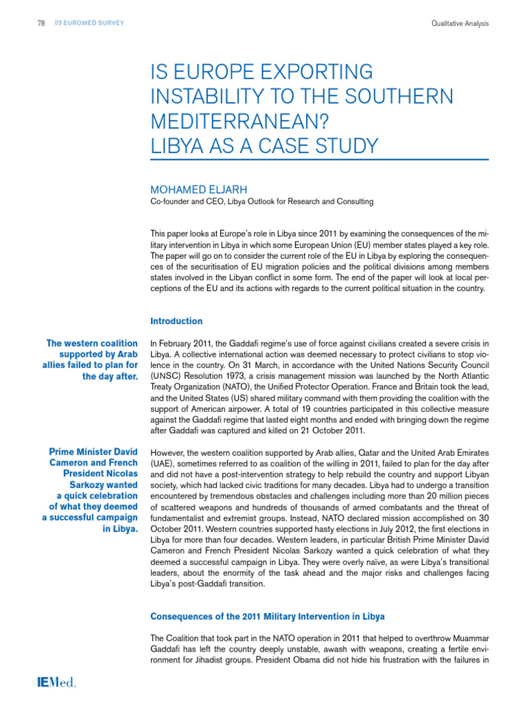 Europe’s Impact on Libya's Instability | PDF | Libya | Muammar Gaddafi