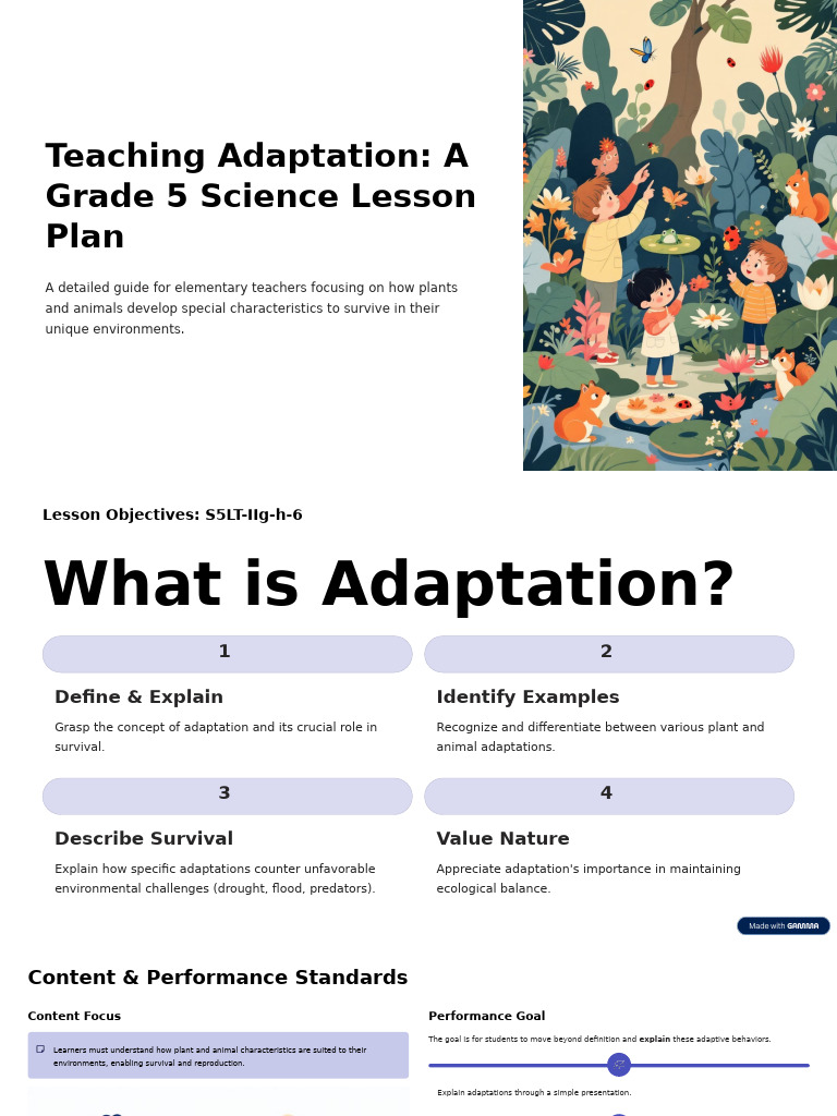 Grade 5 Adaptation Science Guide | PDF | Learning | Adaptation