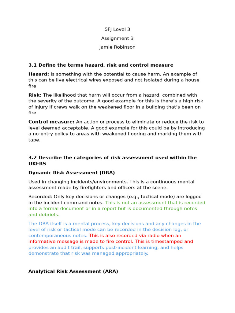 SFJ Level 3: Risk Assessment Overview | PDF | Firefighter | Risk