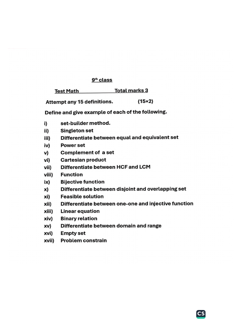 9th Class Paper | PDF