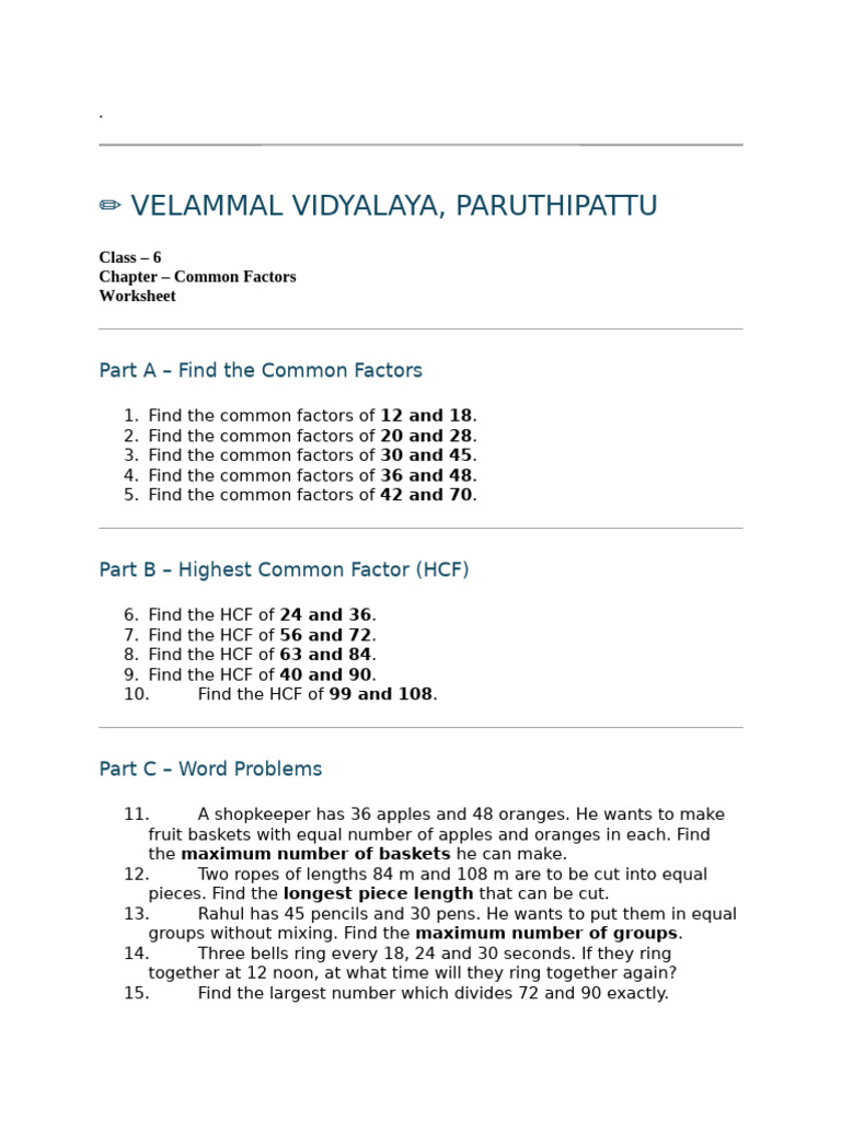 Common Factors | PDF