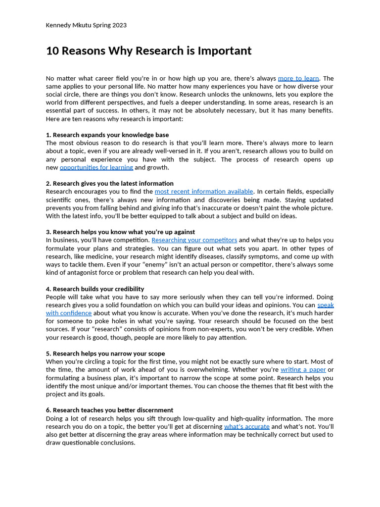 Importance of Research Explained | PDF | Reason | Gender Inequality