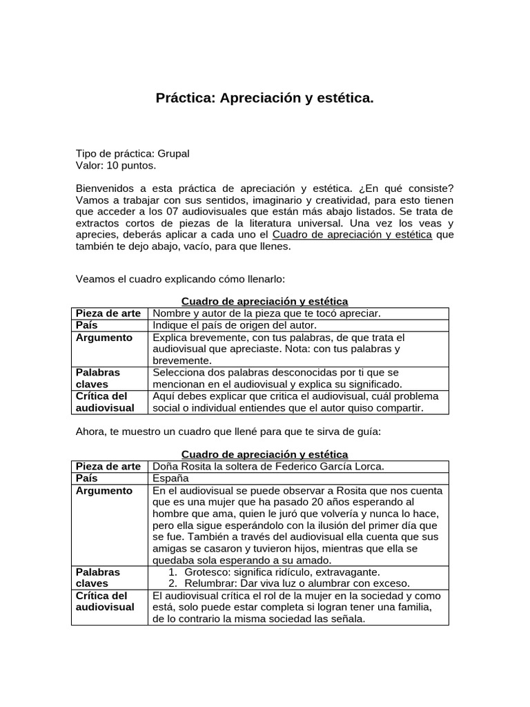 PrÃ¡ctica I ApreciaciÃ N y Estã©tica-1 | PDF