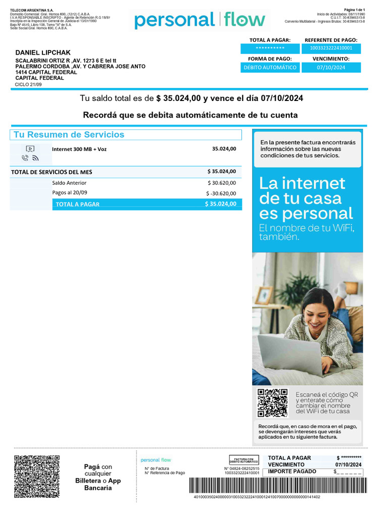 Pago de Factura Telecom Argentina | PDF | Servicios (economía ...