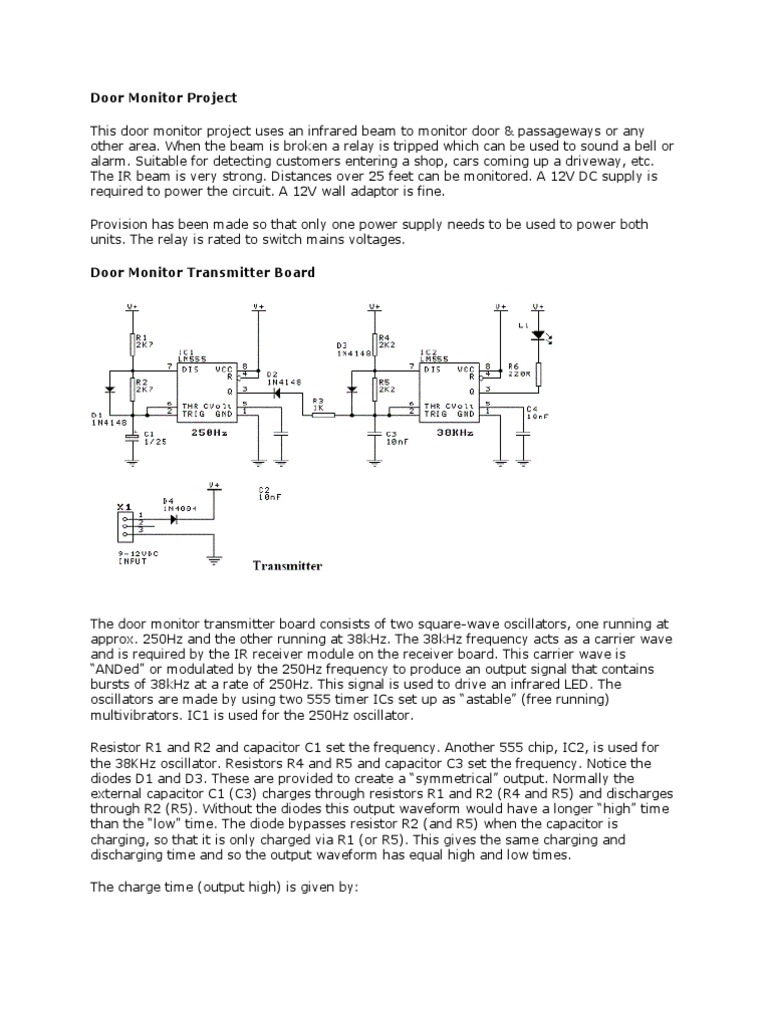 Infrared Door Monitor System Guide | PDF | Electronic Oscillator ...