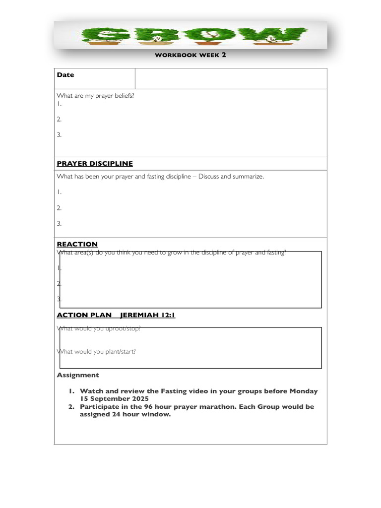 My GROW Workbook Week 2 | PDF
