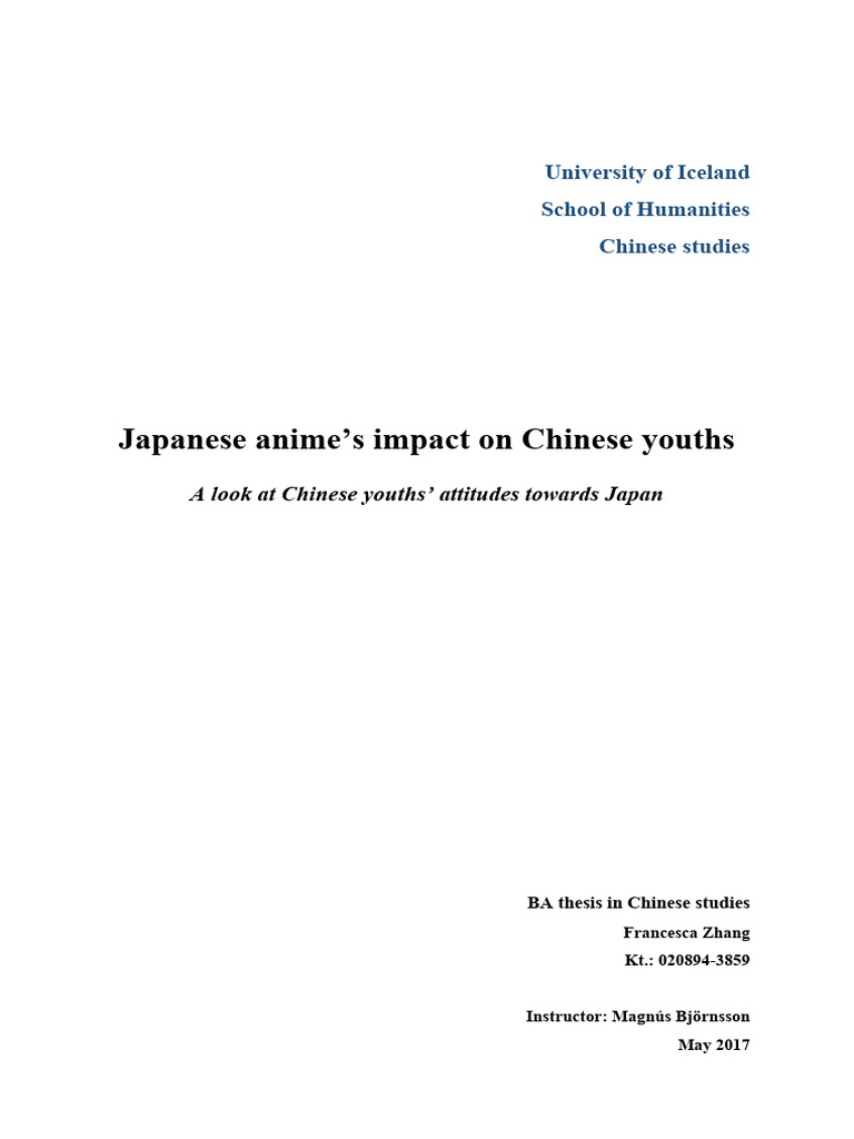 BA Ritgerð-Francesca Zhang | PDF | Soft Power | Anime