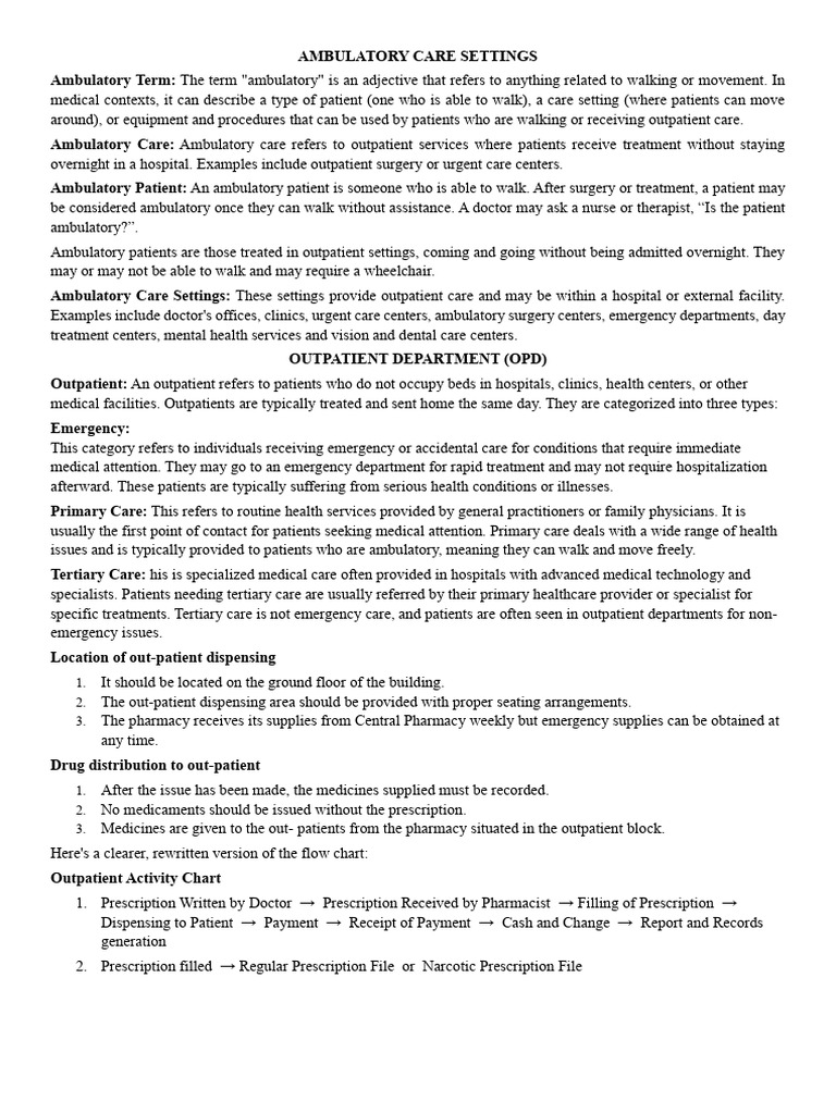 Understanding Ambulatory Care Settings | PDF | Patient | Medical ...