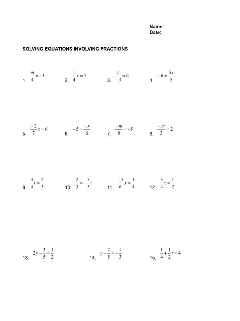 Solving Equations Involving Fractions | PDF