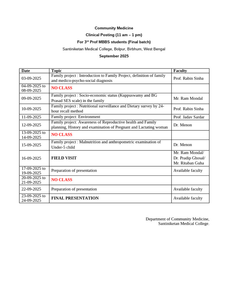Clinical Posting 3rd Prof Last Roster | PDF | Health Sciences | Nutrition