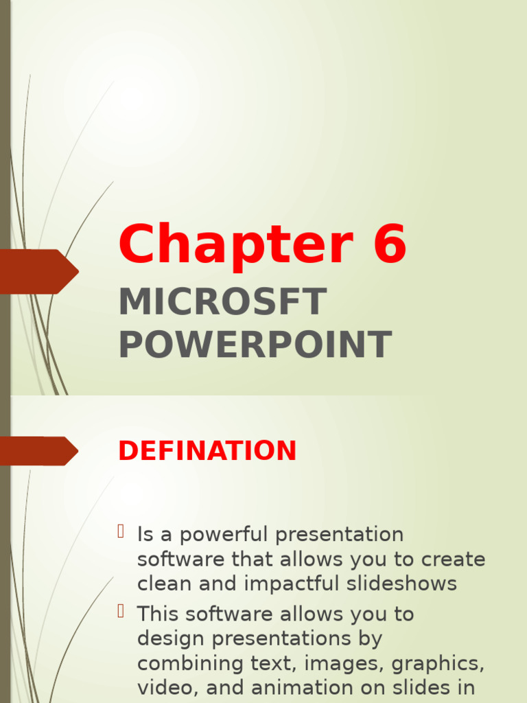 Powerpoint Chapter 6 | PDF | Microsoft Power Point | Microsoft Excel