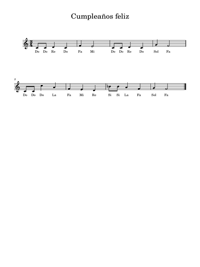 Partitura de "Cumpleaños Feliz" | PDF