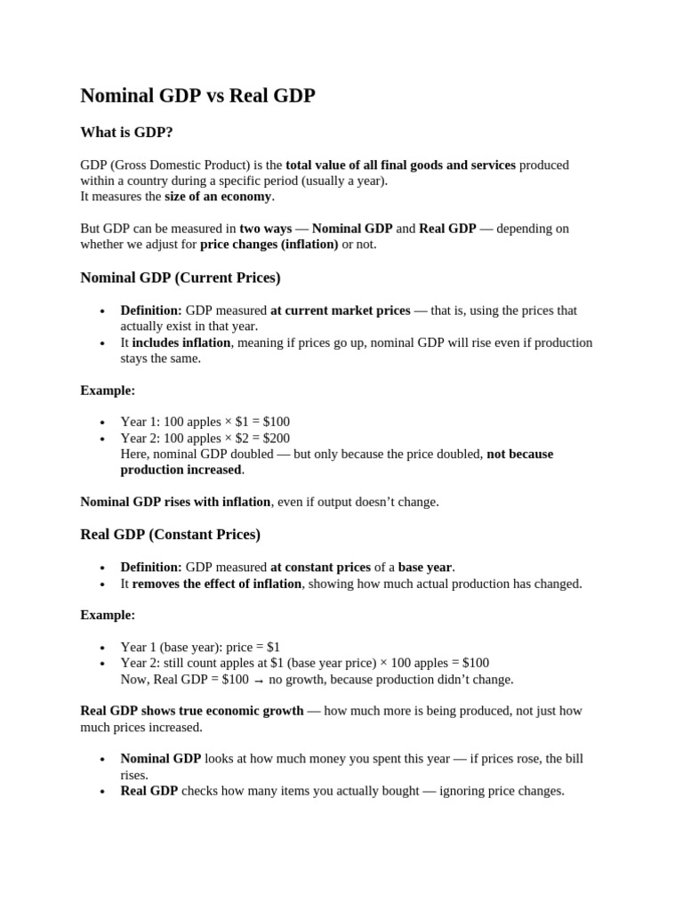Nominal GDP Vs Real GDP | PDF
