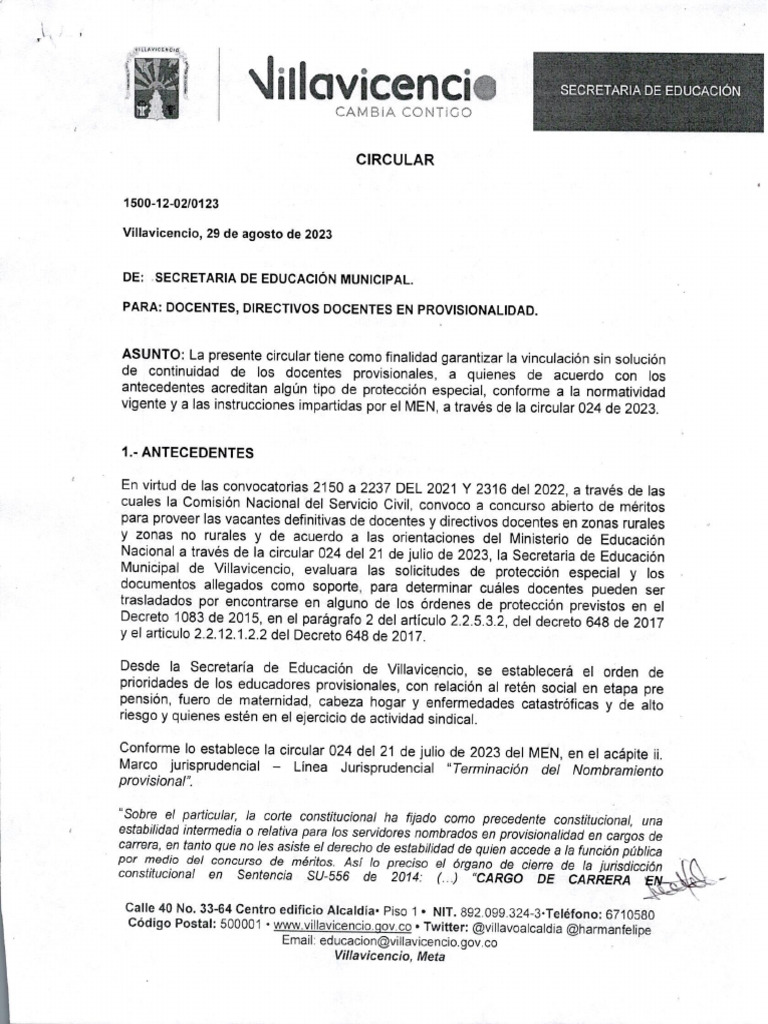 Circular 123 de 2023 | PDF