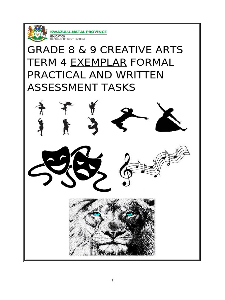 GR 8 & 9 Creative Arts Term 4 Exemplar Formal Practical and Written Assessment Tasks | PDF ...