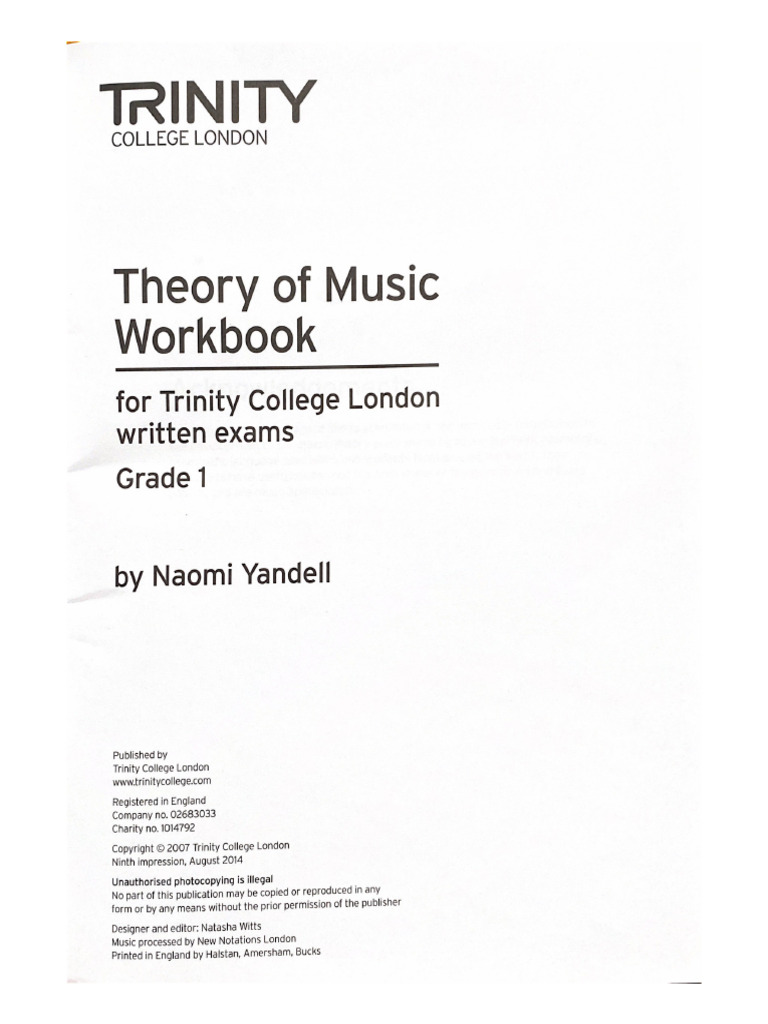 Theory of Music Workbook Grade 1 | PDF