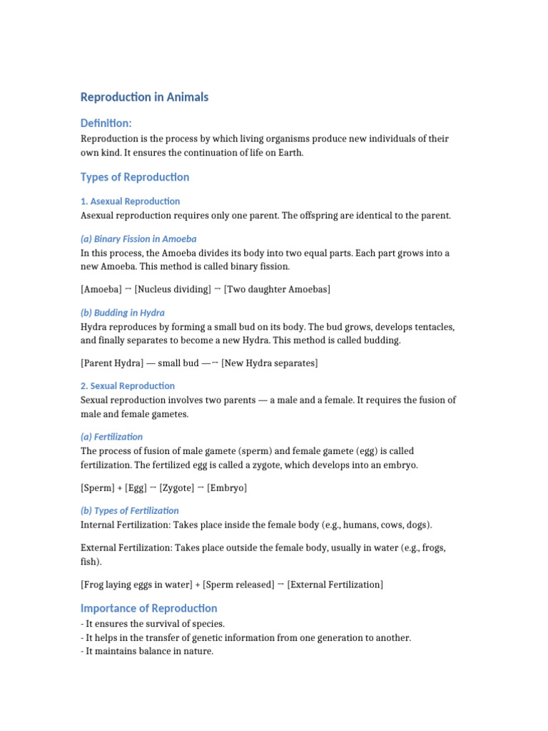 Animal Reproduction: Types & Importance | PDF