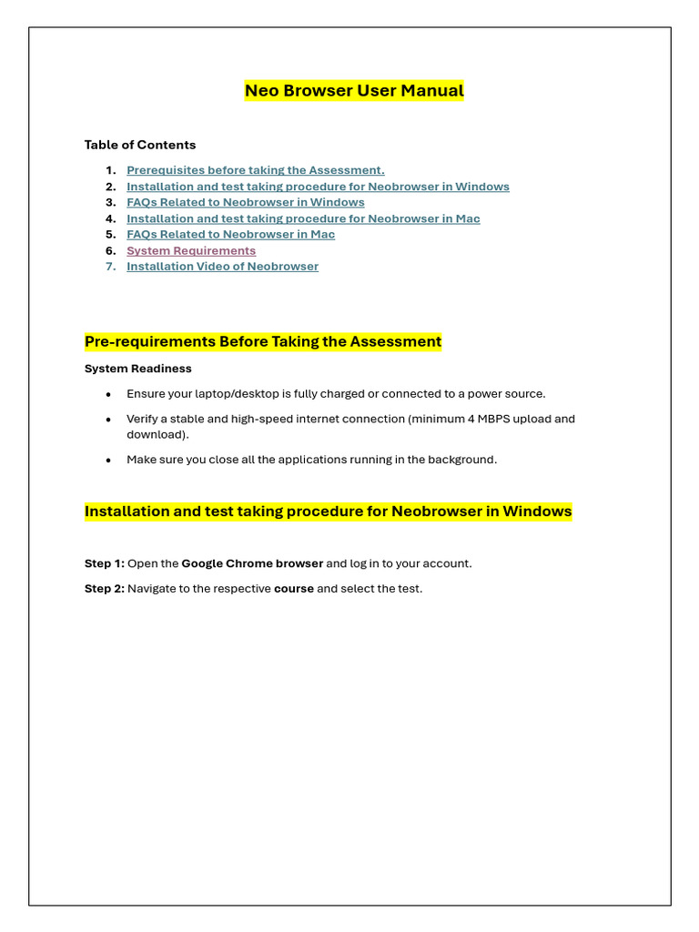 Neo Browser Installation Guide | PDF | Operating System | Mac Os
