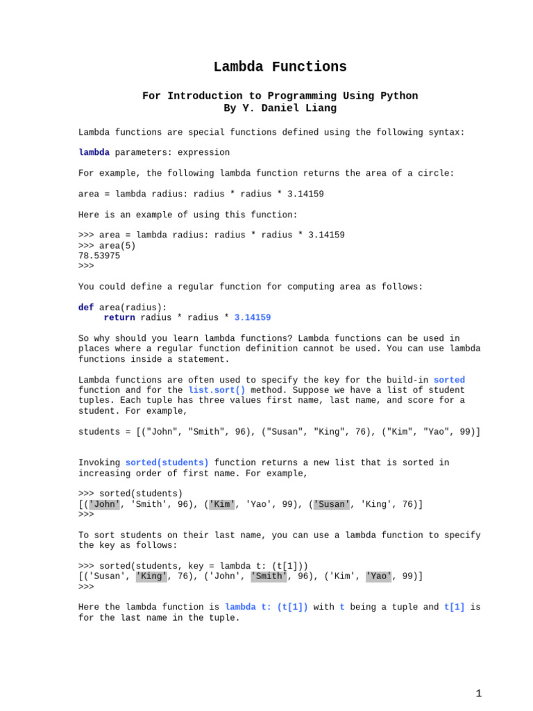 Lambda Function | PDF
