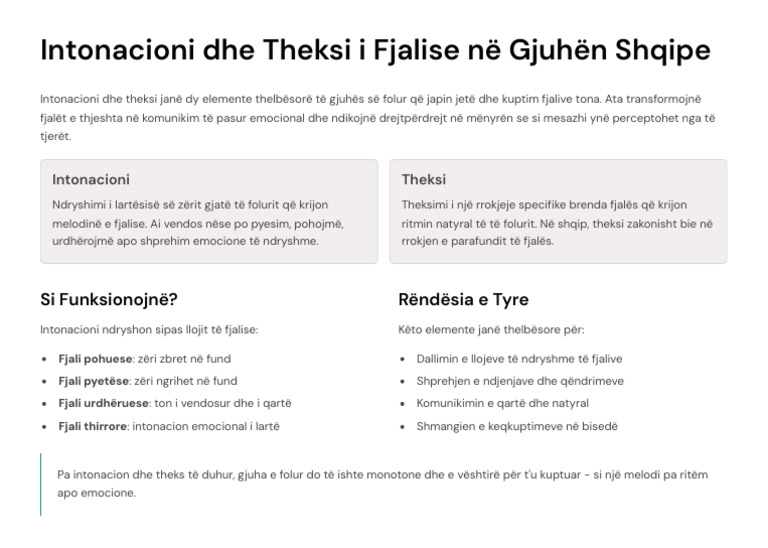 Intonacioni Dhe Theksi I Fjalise Ne Gjuhen Shqipe | PDF