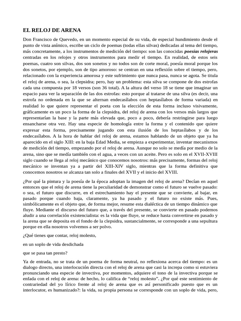 Poemas de Quevedo sobre el tiempo | PDF | Reloj | Sonetos