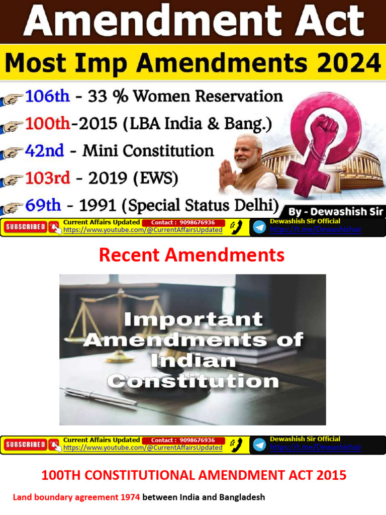 Key Indian Constitutional Amendments | PDF | Government | Government Of ...