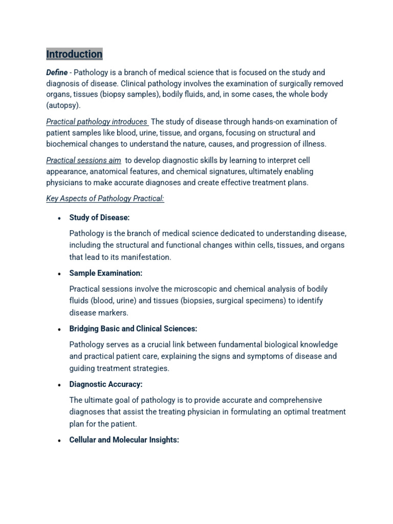 Introduction | PDF | Pathology | Biopsy