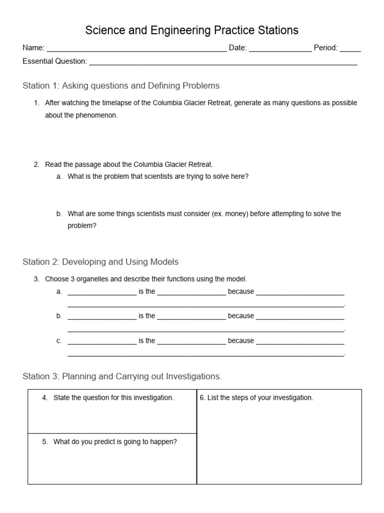 Science and Engineering Practice Stations | PDF | Cognition | Cognitive ...