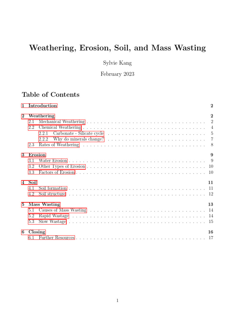 Weathering Erosion Mass Wasting | PDF | Weathering | Soil