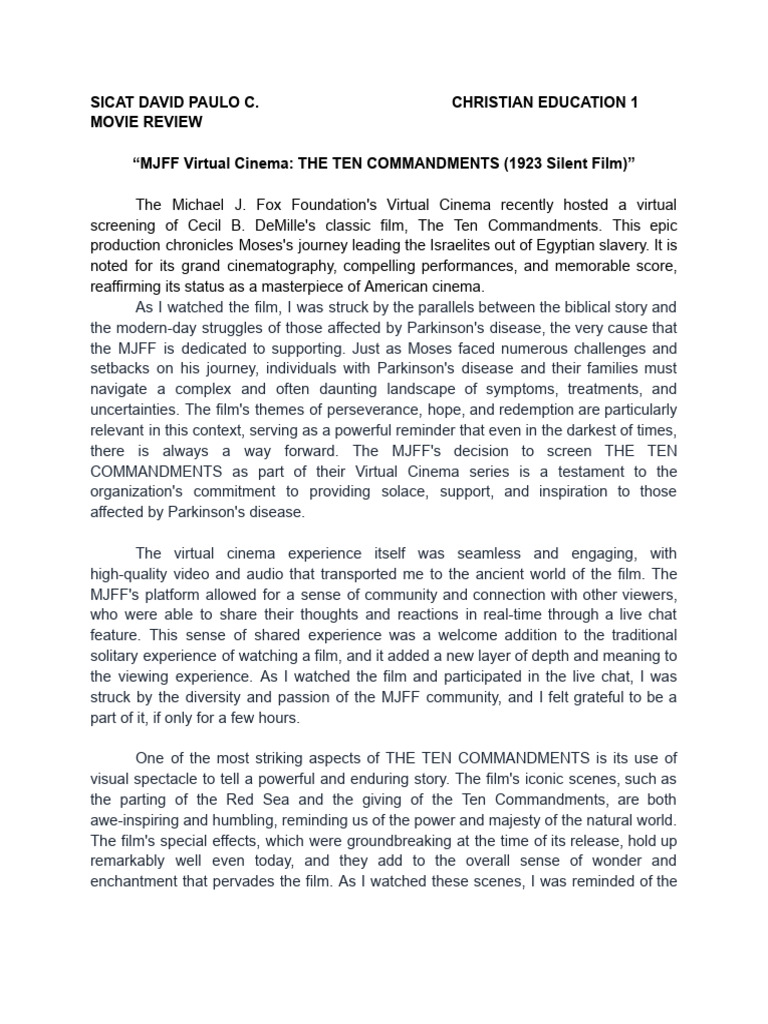 Sicat CE-movie Review | PDF