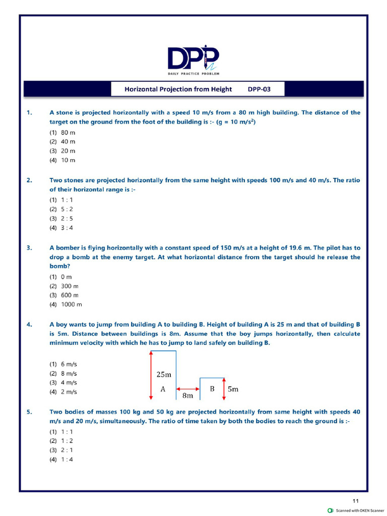Motion in A Plane DPP | PDF