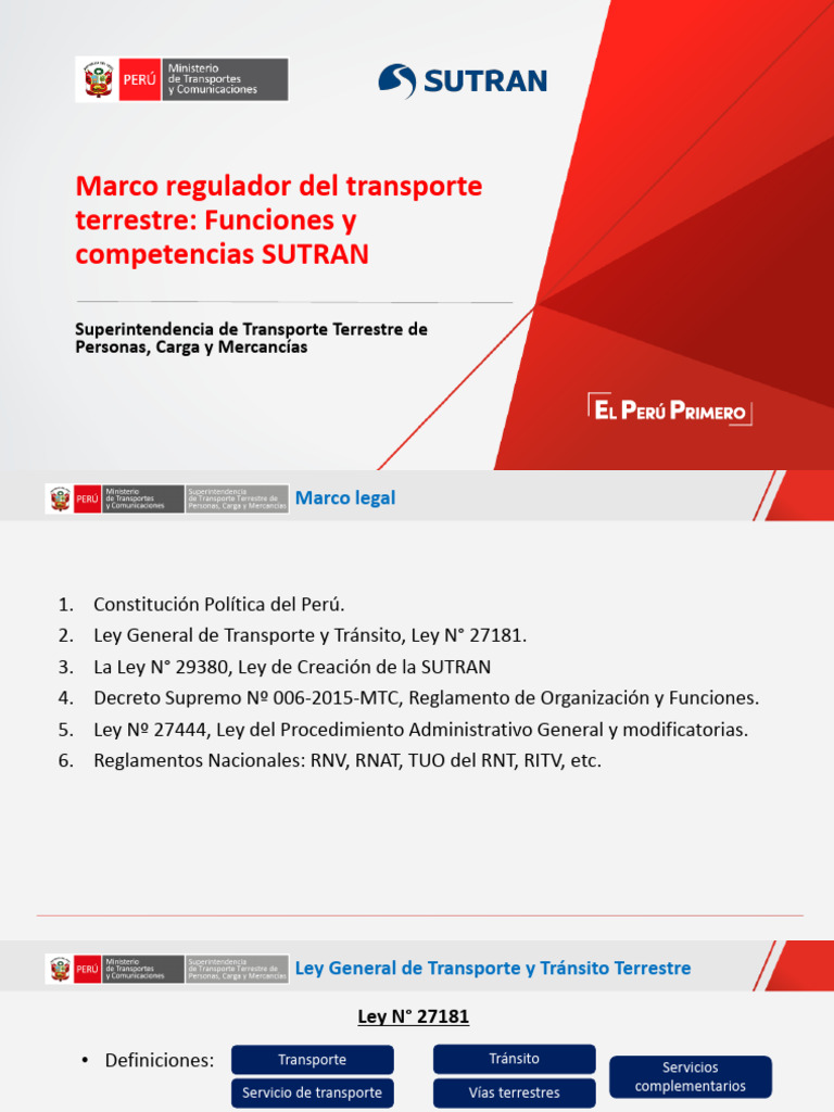 Tema 03 Marco Regulador De Transporte Terrestre Alcances De La
