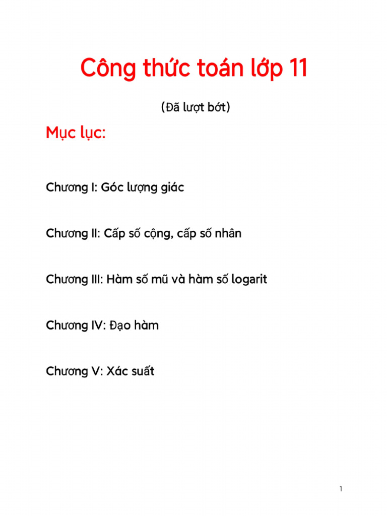 Cthuc Toán L P 11 | PDF