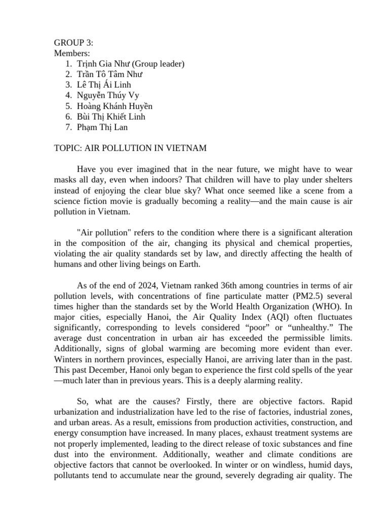 Air Pollution Crisis in Vietnam | PDF | Air Pollution | Pollution