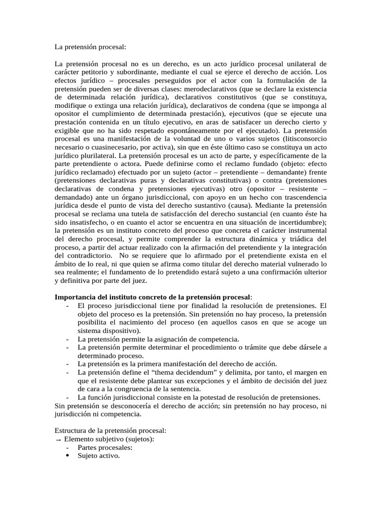 La Pretensión Procesal | PDF | Ley procesal | Sentencia (ley)