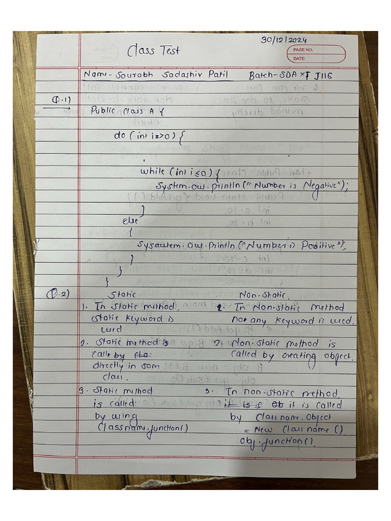 Class Test Java | PDF