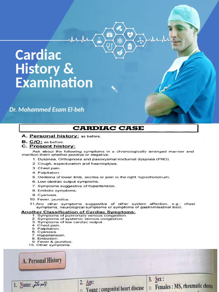 Cardiac History and Examination Insights | PDF