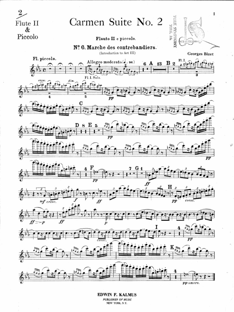Flute 2 - Picc Bizet (Arr. Ernest Guiraud) - Carmen Suite No. 2 | PDF