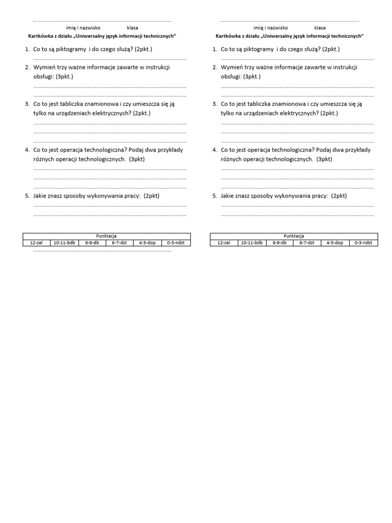 Kartkowka Z Dzialu Inf Techn | PDF